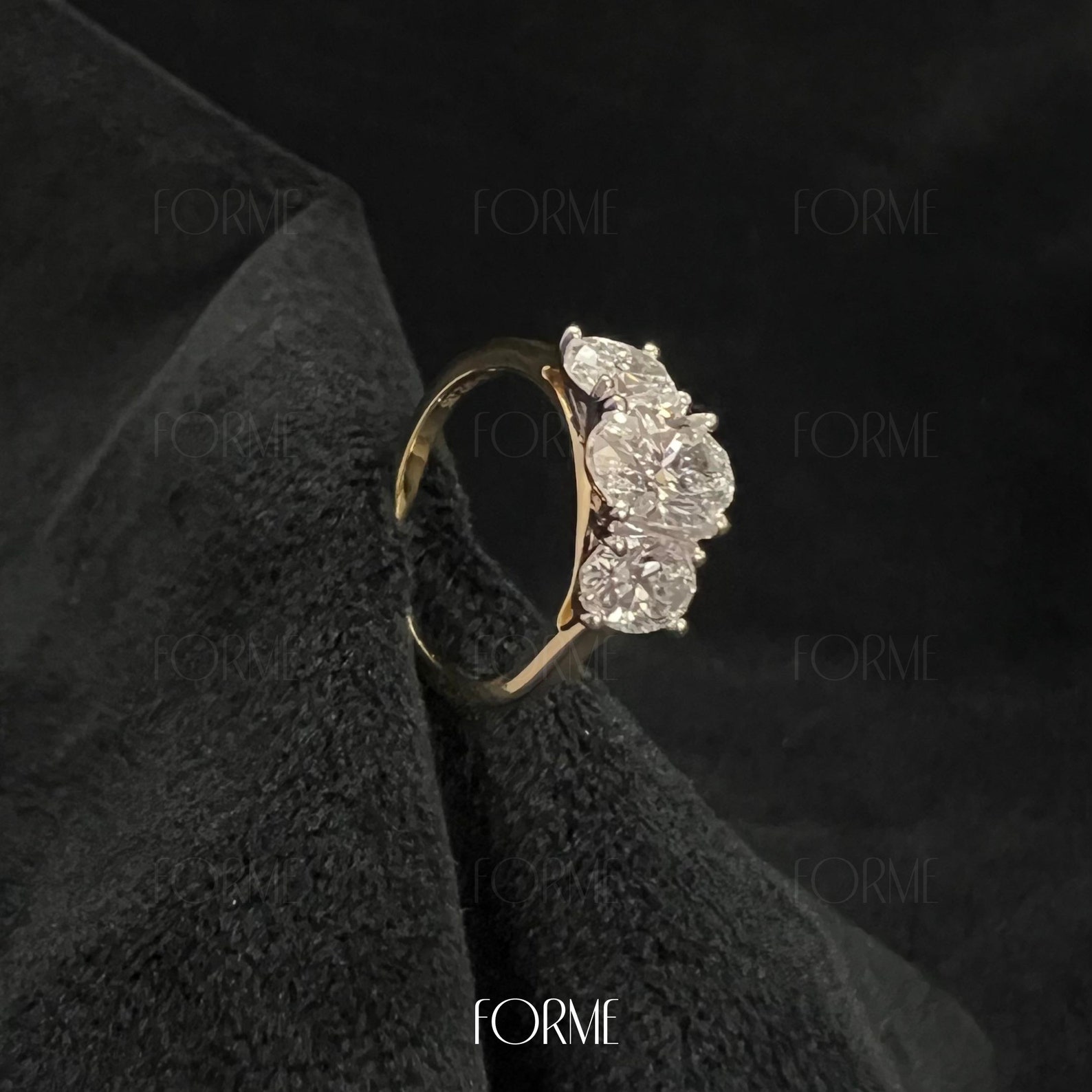 2.5 CT Three Stone Ring, Three Diamond Ring, VSS Moissanite, Engagement ...