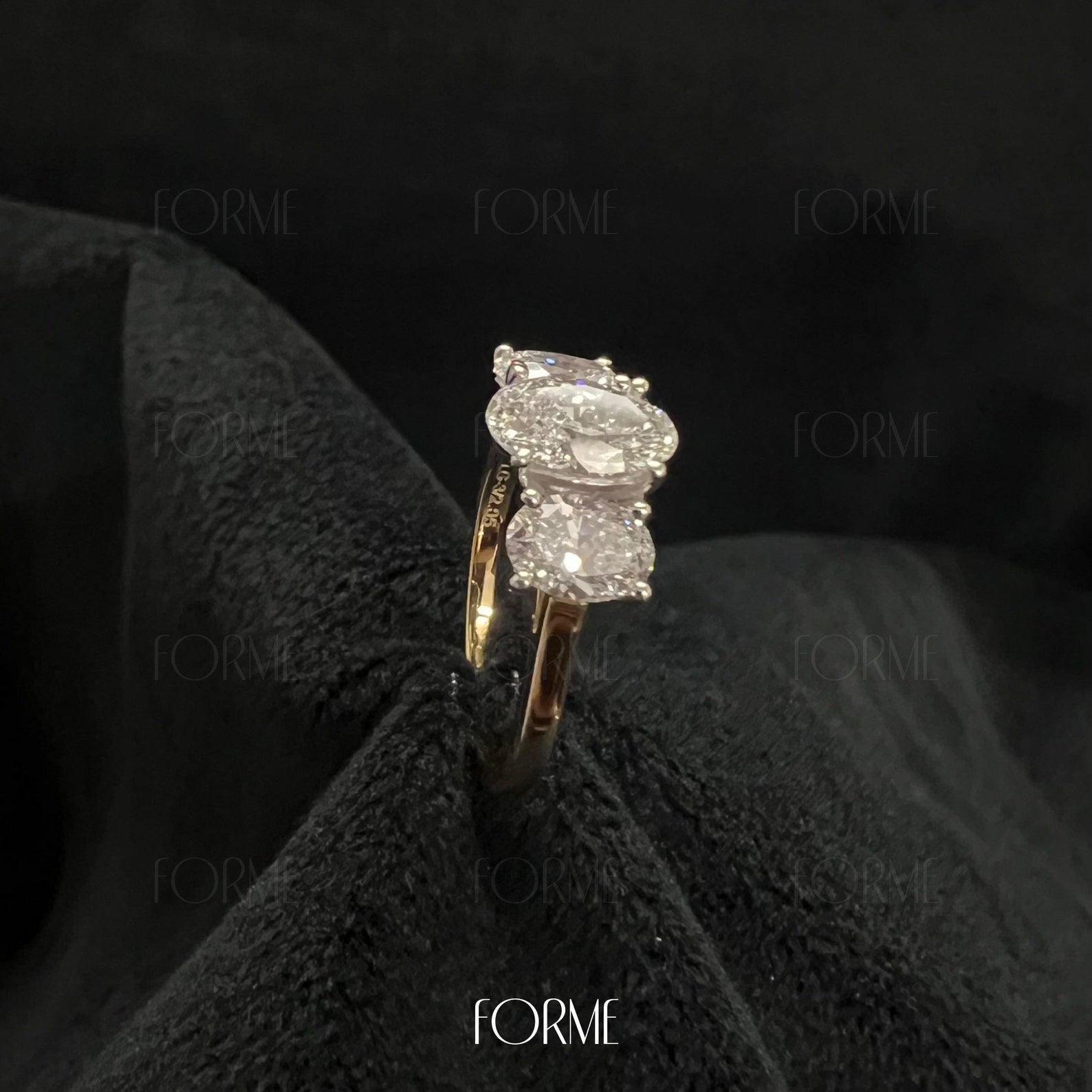 2.5 CT Three Stone Ring, Three Diamond Ring, VSS Moissanite, Engagement ...