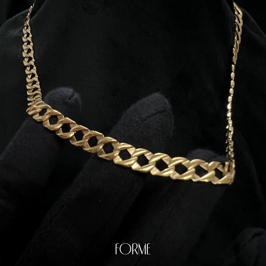 14K Gold Cuban Link Chain Necklace, Mens Gold Cuban Curb Chain, Chain ...