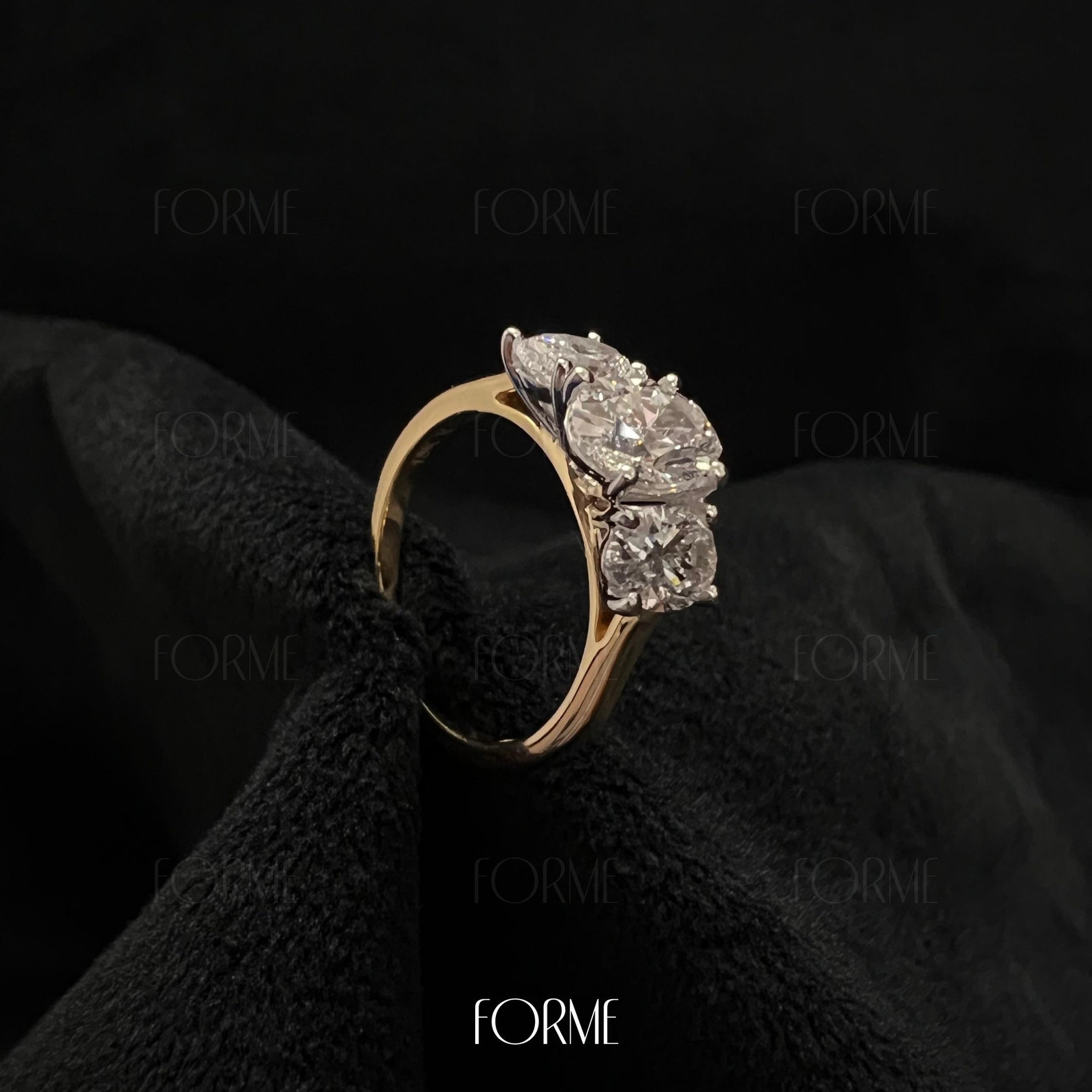 2.5 CT Three Stone Ring, Three Diamond Ring, VSS Moissanite, Engagement ...