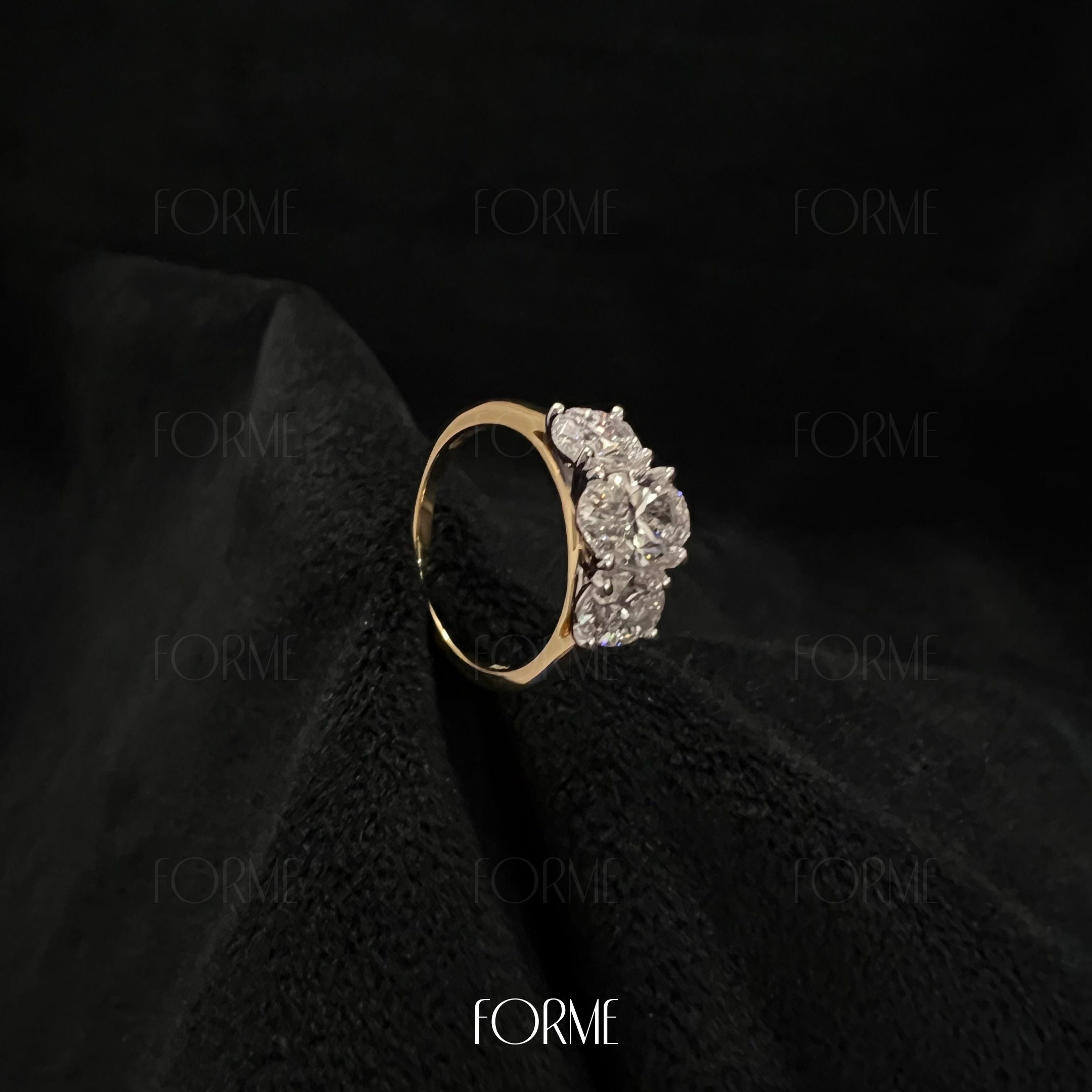 2.5 CT Three Stone Ring, Three Diamond Ring, VSS Moissanite, Engagement ...