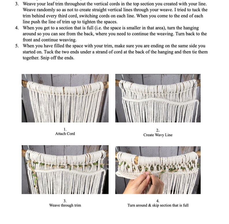 Macrame Pattern PDF Leaves & Vines Wall Hanging, DIY Macrame Wall ...