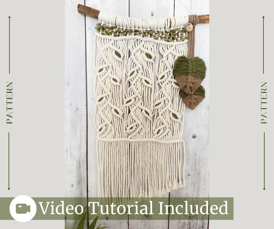 Macrame Pattern PDF Leaves & Vines Wall Hanging, DIY Macrame Wall ...