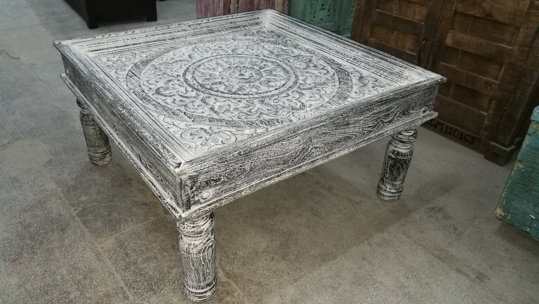 Indian Carved Coffee Table Vintage Table Traditional Coffee - Etsy