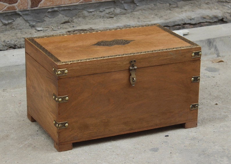 Antique Indian Brass Fitting Wooden Storage Chest/ Trunk | Etsy