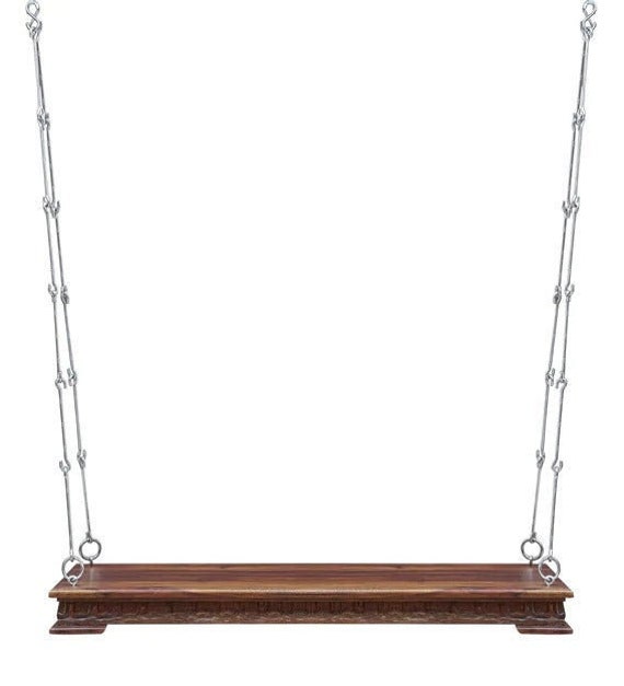 Carved Wooden Ceiling Swing With Iron Chain/ Solid Wood - Etsy