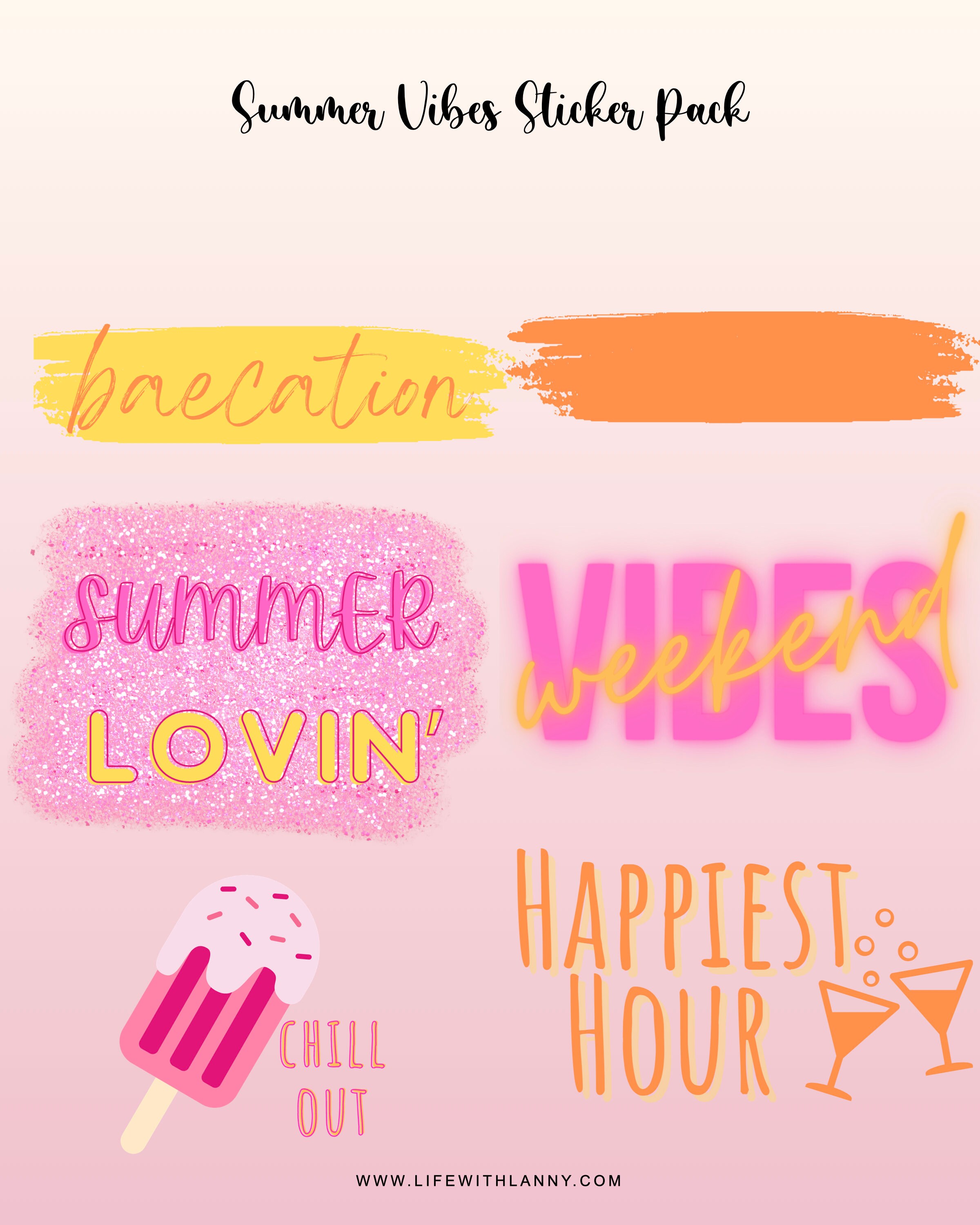 Goodnotes Stickers Summer Vibes Digital Sticker Pack Goodnotes Sheet ...