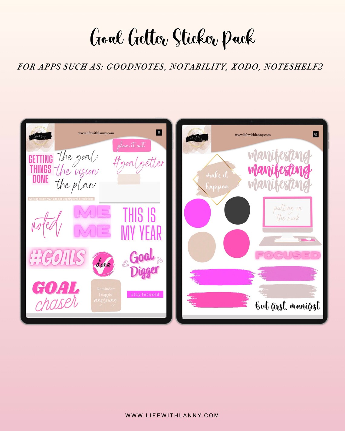 Goal Getter Digital Stickers Individual PNG Images and Pre-cropped ...