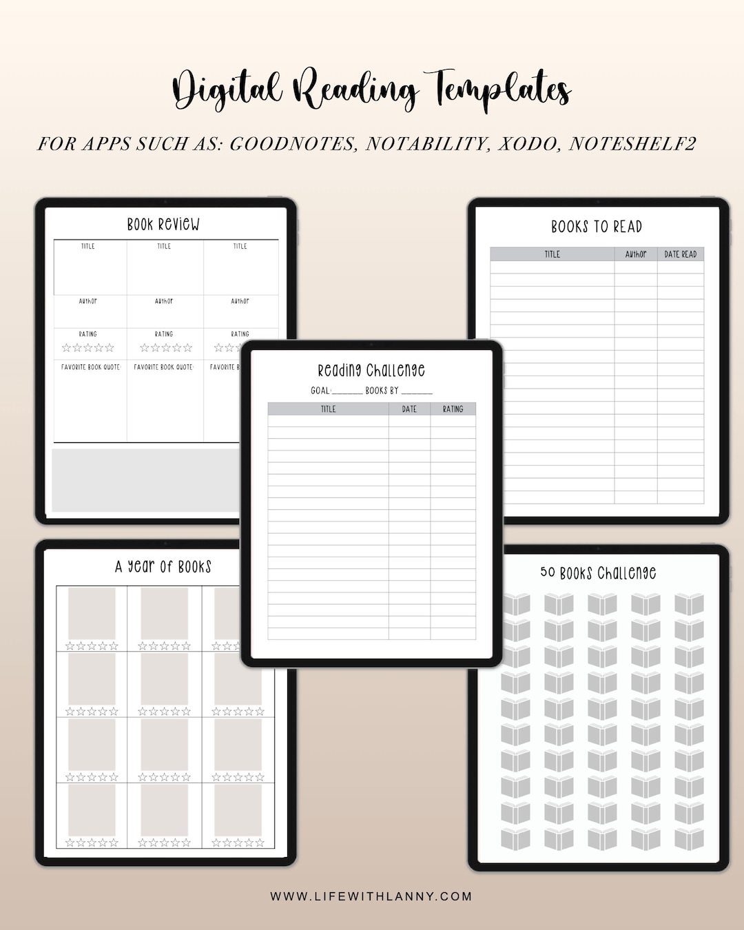 Digital Book Reading Templates: Review, Challenge, Log (PDF) - Etsy