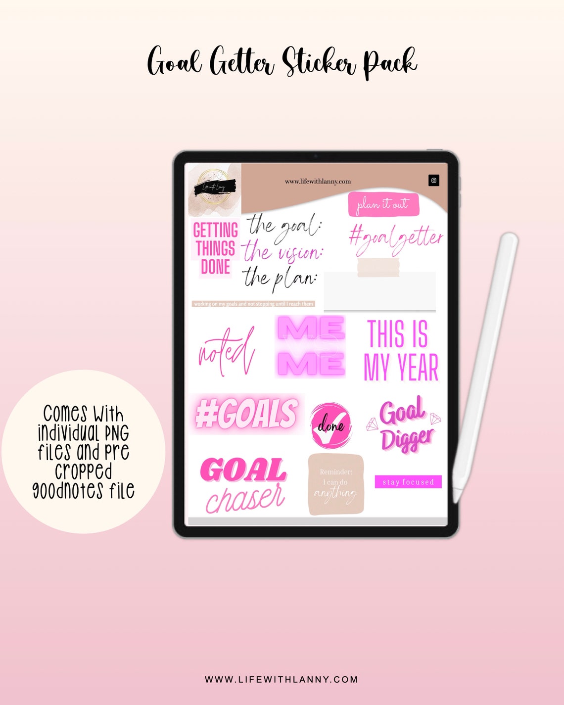 Goal Getter Digital Stickers Individual PNG Images and Pre-cropped ...