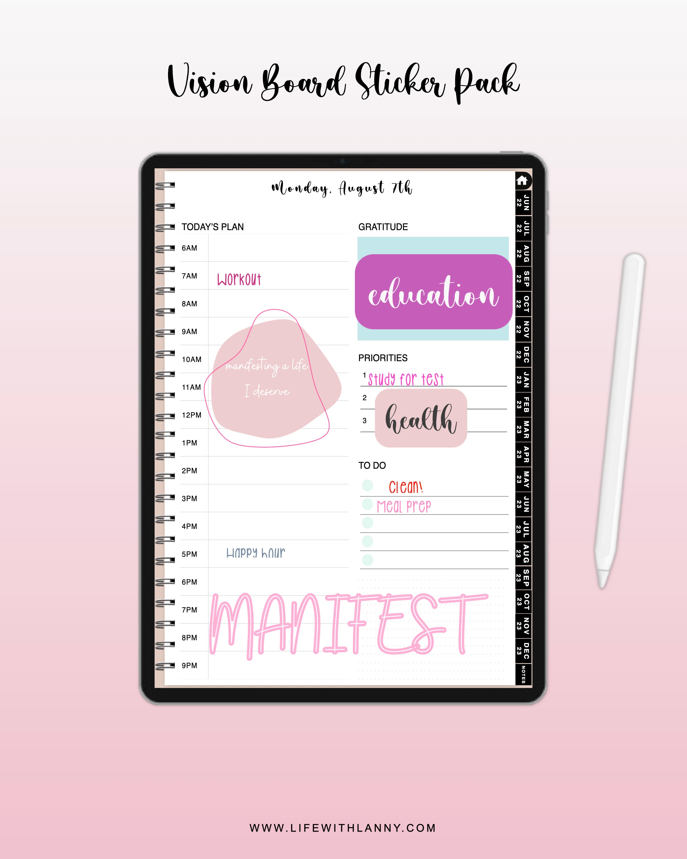 50 Goodnotes Stickers | Vision Board Digital Sticker Pack | Instant ...