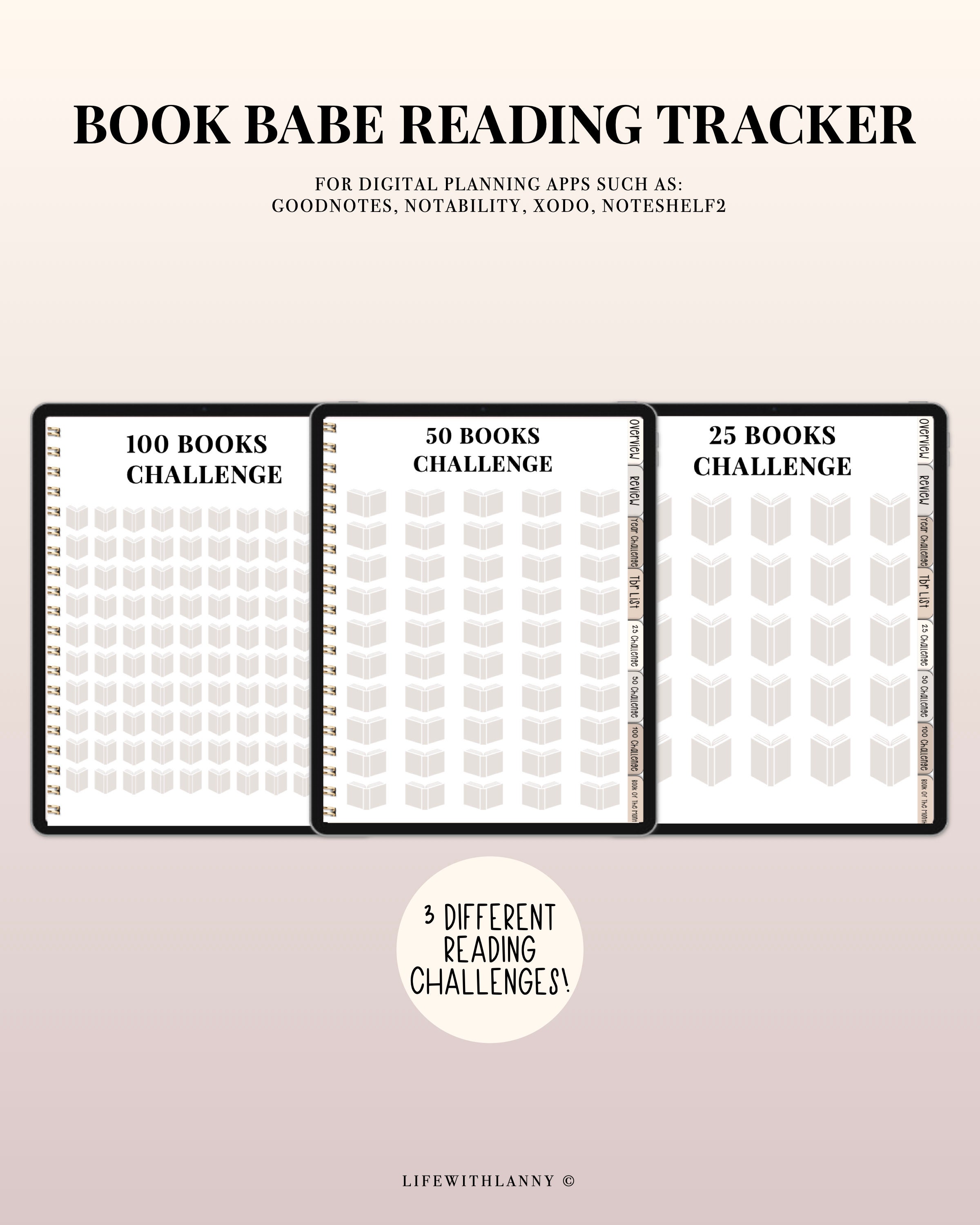 Book Babe Digital Book Tracker for Goodnotes, Noteshelf, Notability - Etsy