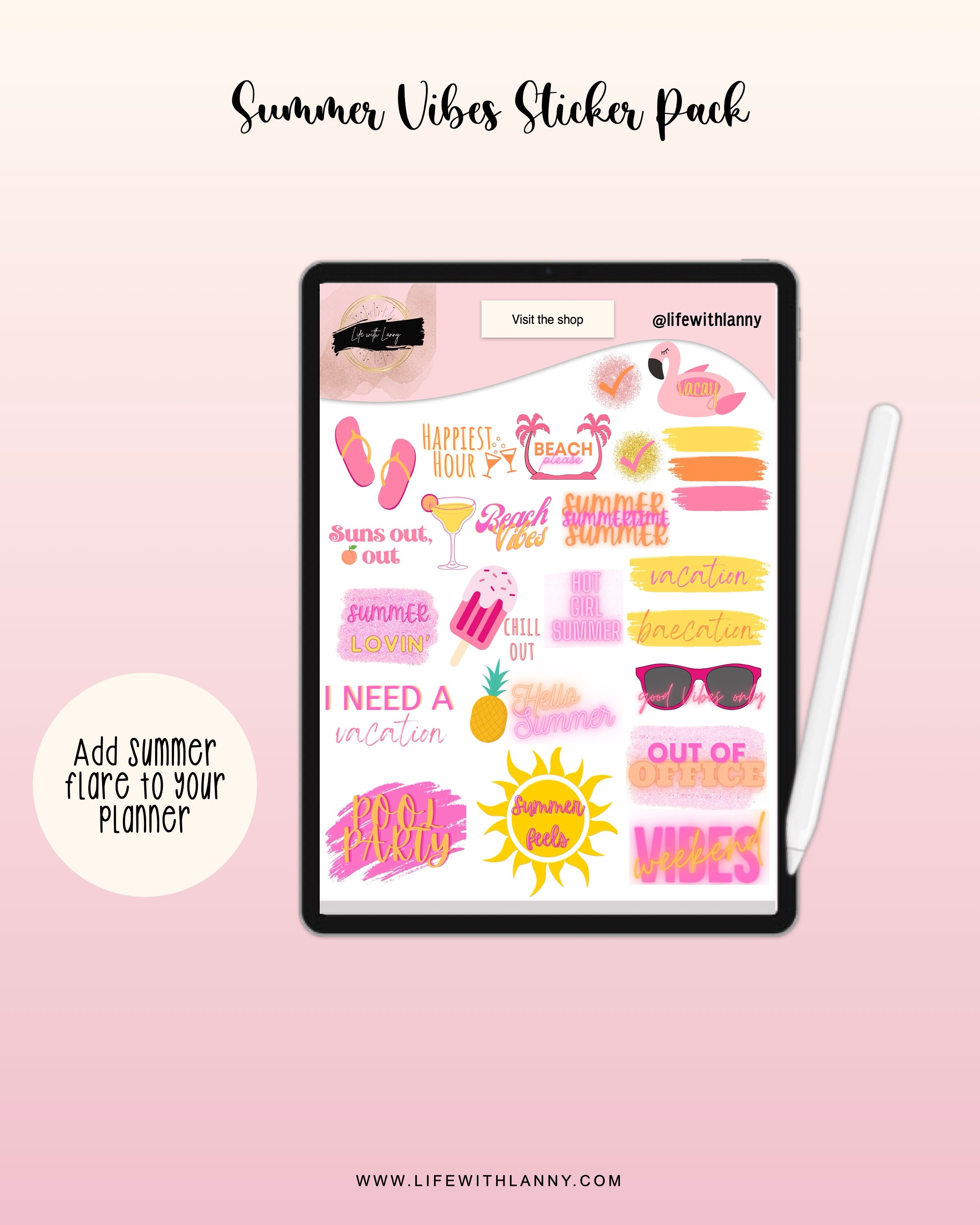 Goodnotes Stickers Summer Vibes Digital Sticker Pack Goodnotes Sheet ...