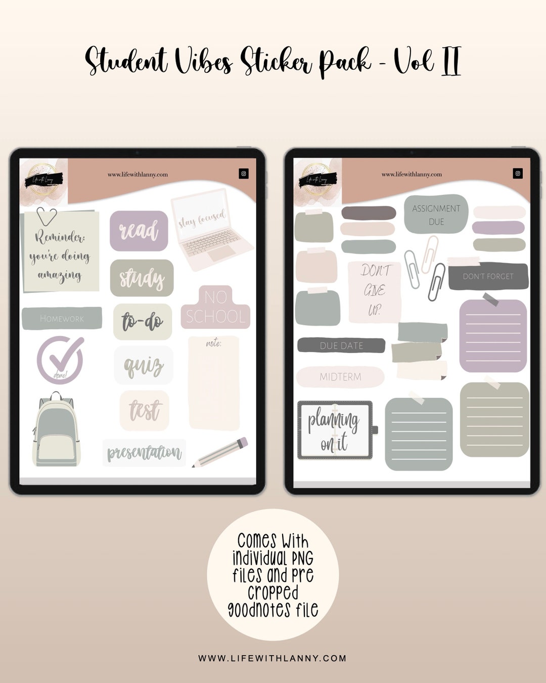 Student Life Vol II Digital Stickers | School Stickers | Goodnotes ...