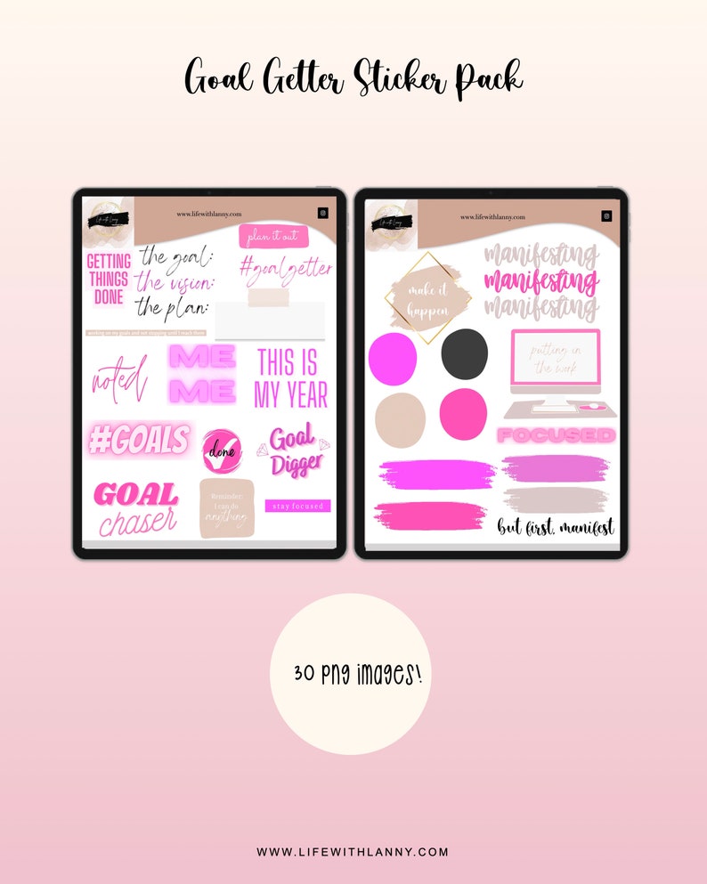 Goal Getter Digital Stickers | Individual PNG Images and Pre-cropped ...