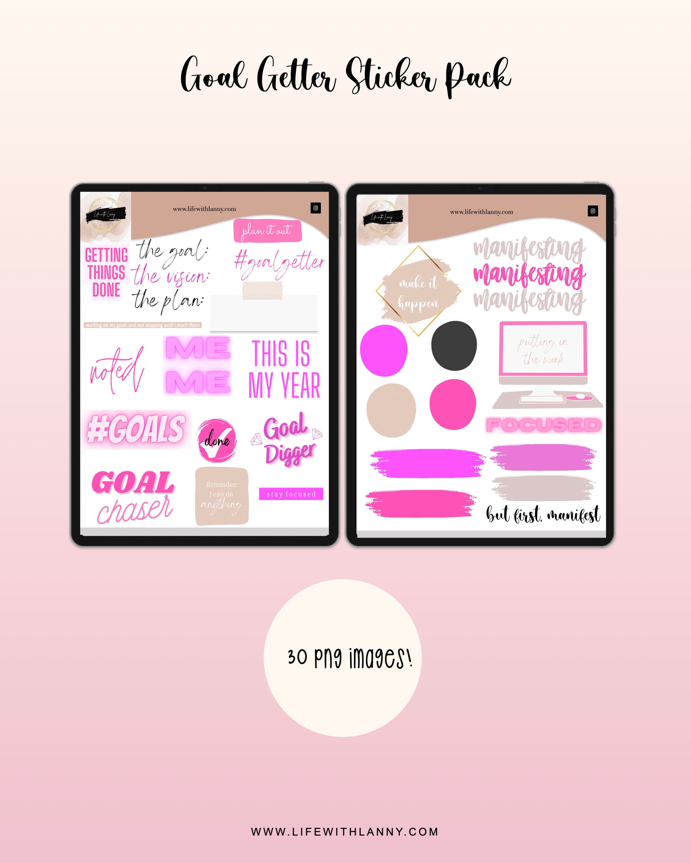 Goal Getter Digital Stickers | Individual PNG Images and Pre-cropped ...