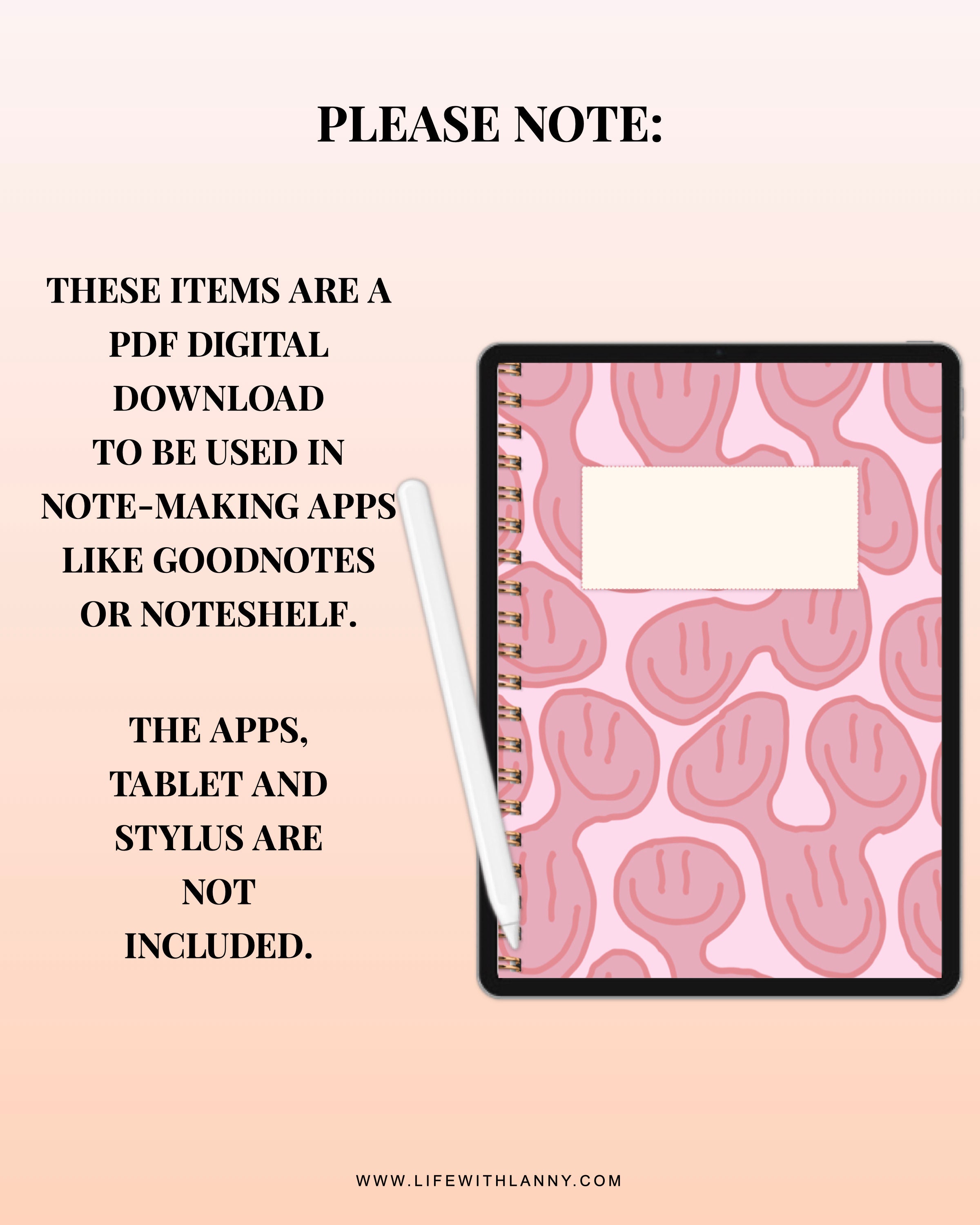 Digital Planner Covers | Smiley Face Print Covers for Goodnotes ...