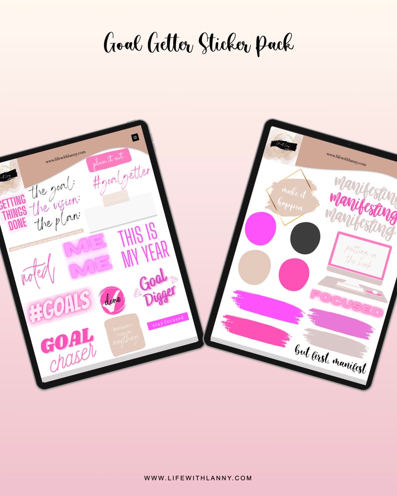 Goal Getter Digital Stickers | Individual PNG Images and Pre-cropped ...