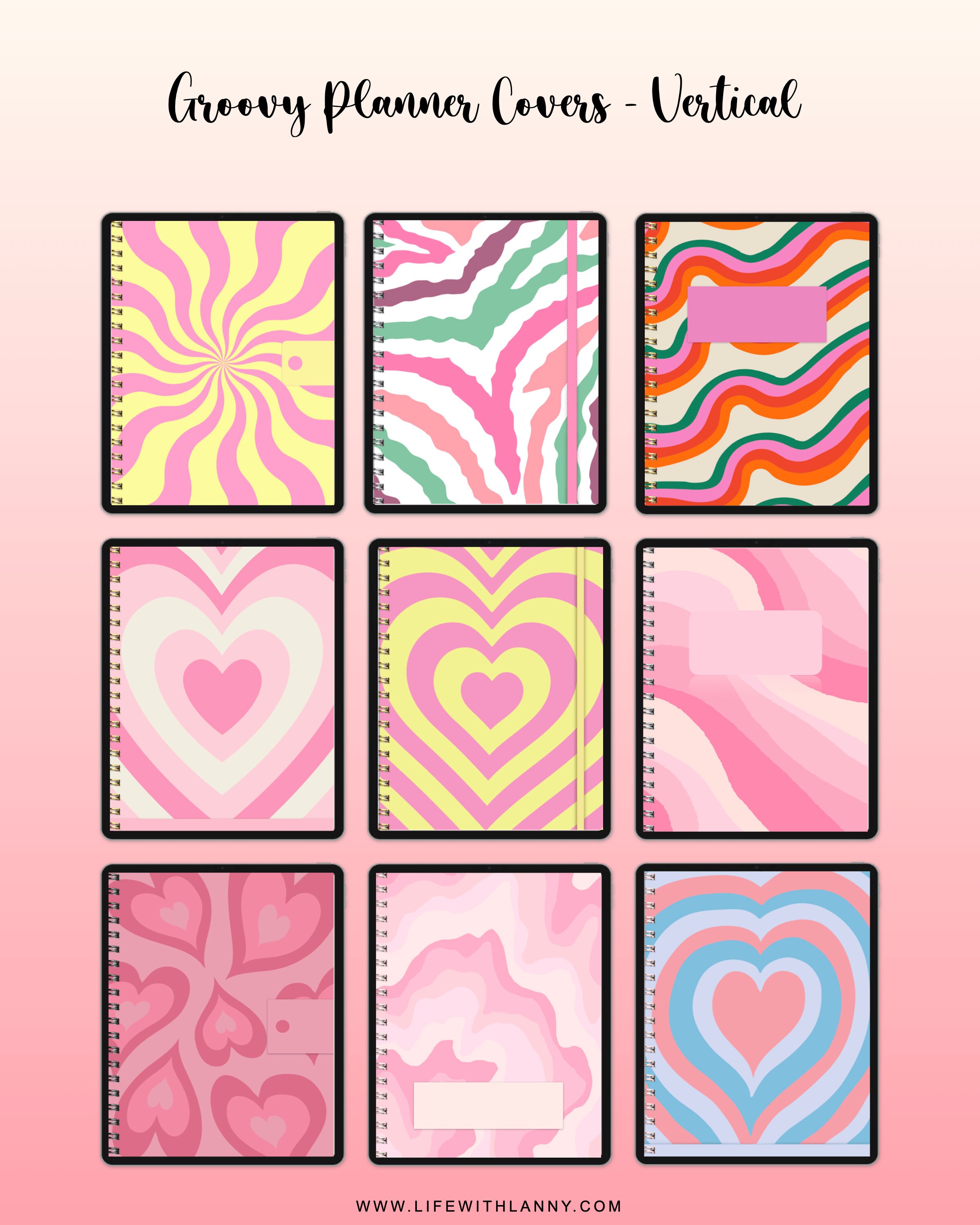 Groovy Planner Covers | Digital Portrait Covers for Goodnotes ...