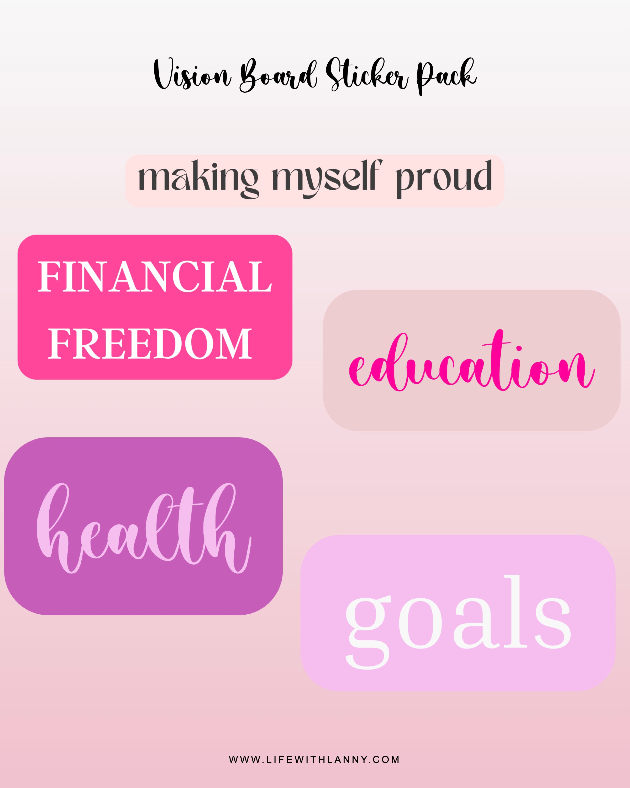 50 Goodnotes Stickers Vision Board Digital Sticker Pack Instant ...