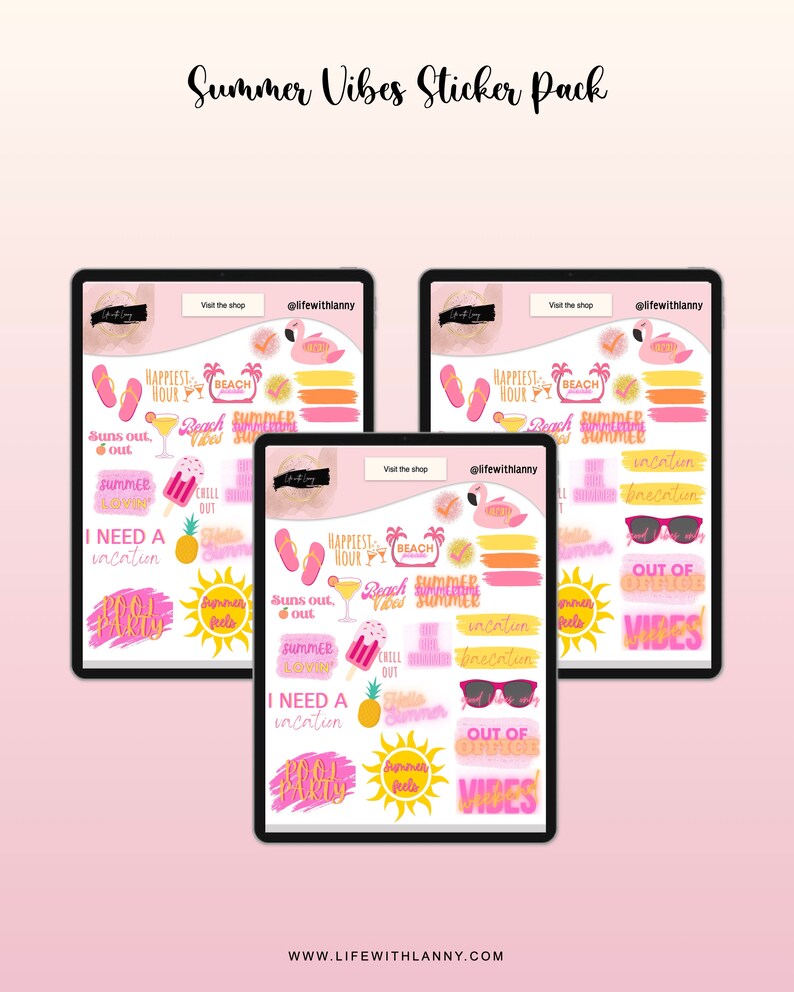 Goodnotes Stickers Summer Vibes Digital Sticker Pack Goodnotes Sheet ...