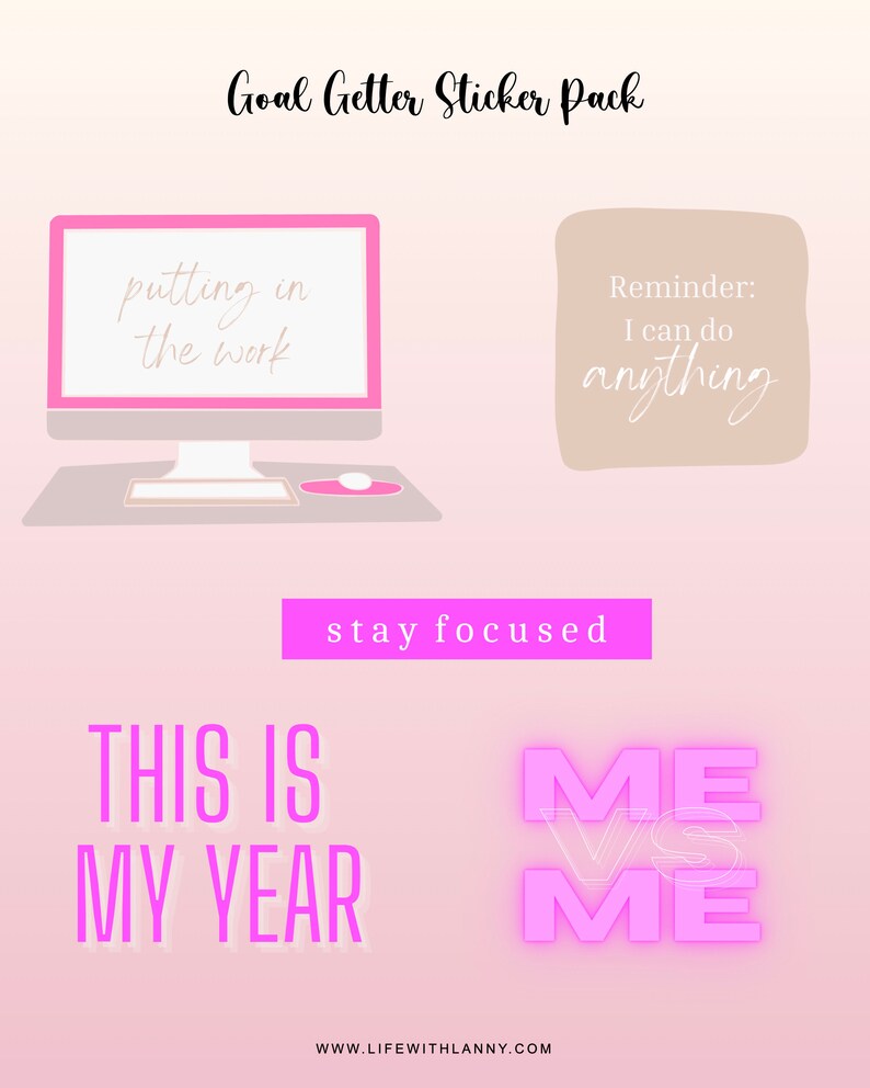 Goal Getter Digital Stickers | Individual PNG Images and Pre-cropped ...