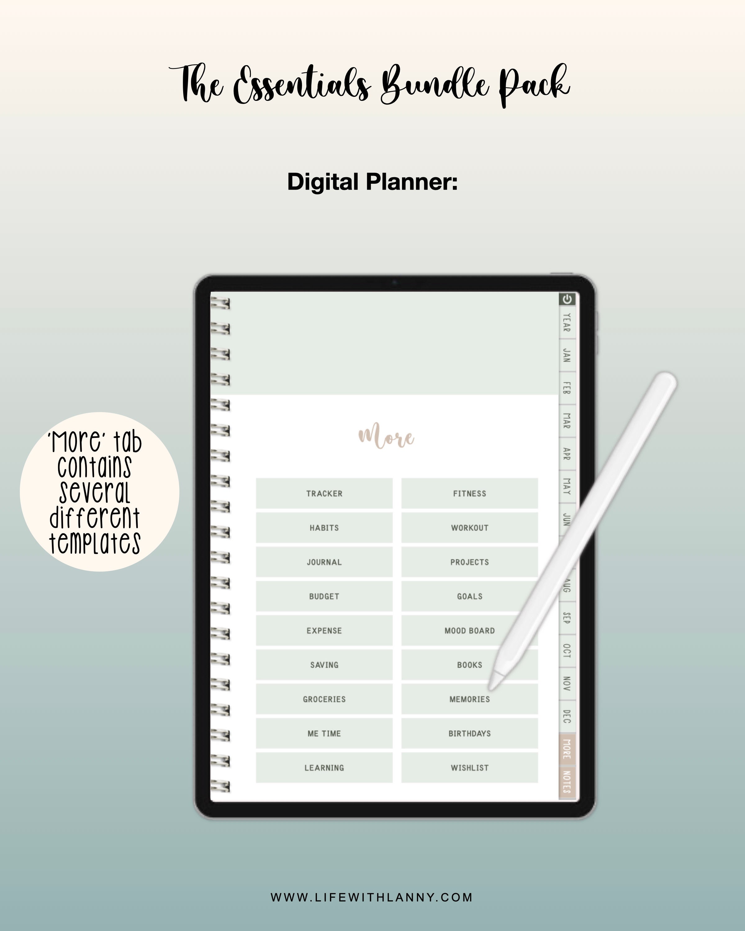 Digital Planner Bundle | INSTANT DOWNLOAD | Undated Hyperlinked Planner ...
