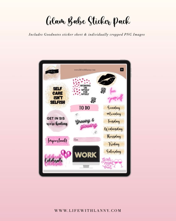 Goodnotes Stickers Glam Babe Digital Sticker Pack | Etsy