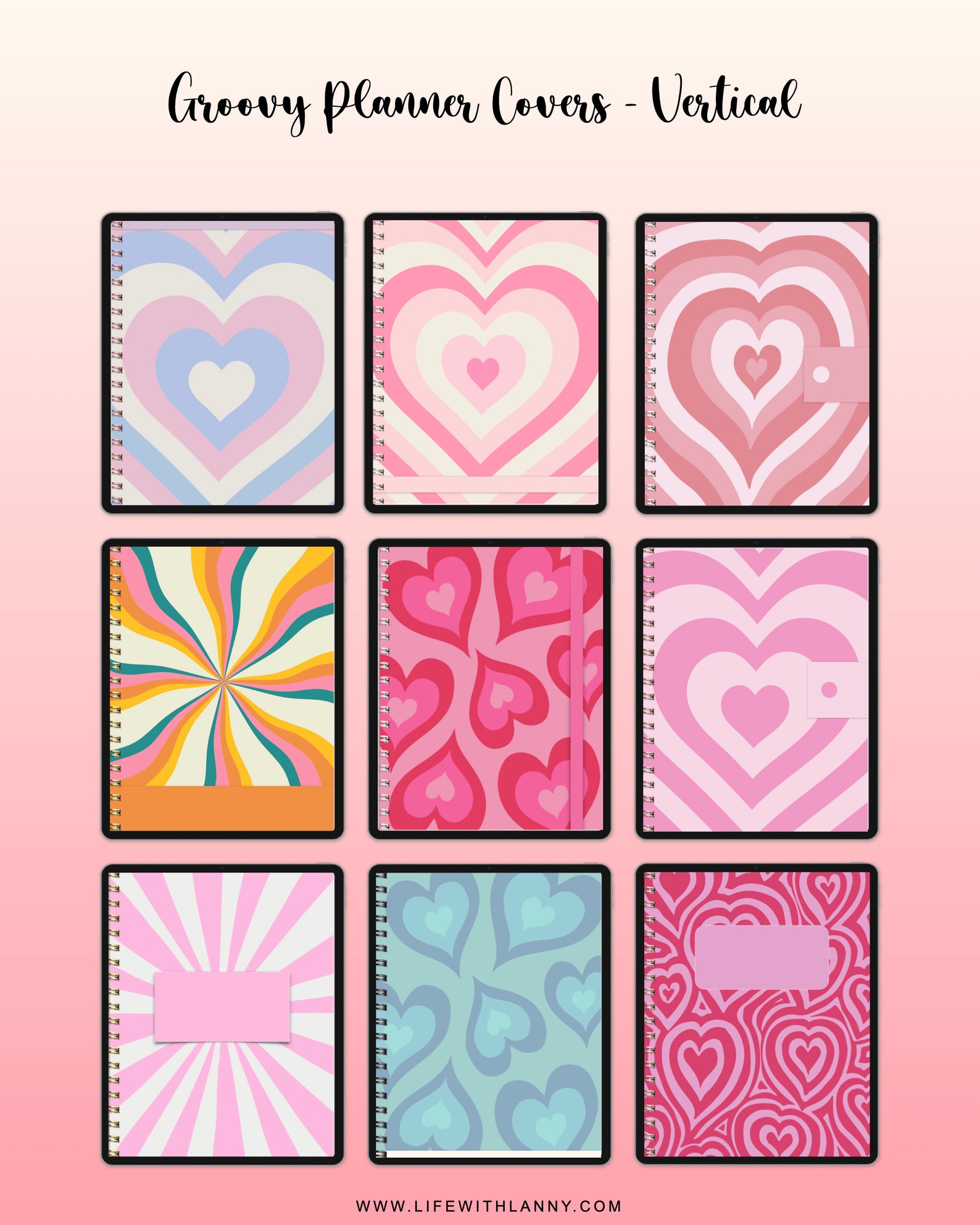 Groovy Planner Covers | Digital Portrait Covers for Goodnotes ...