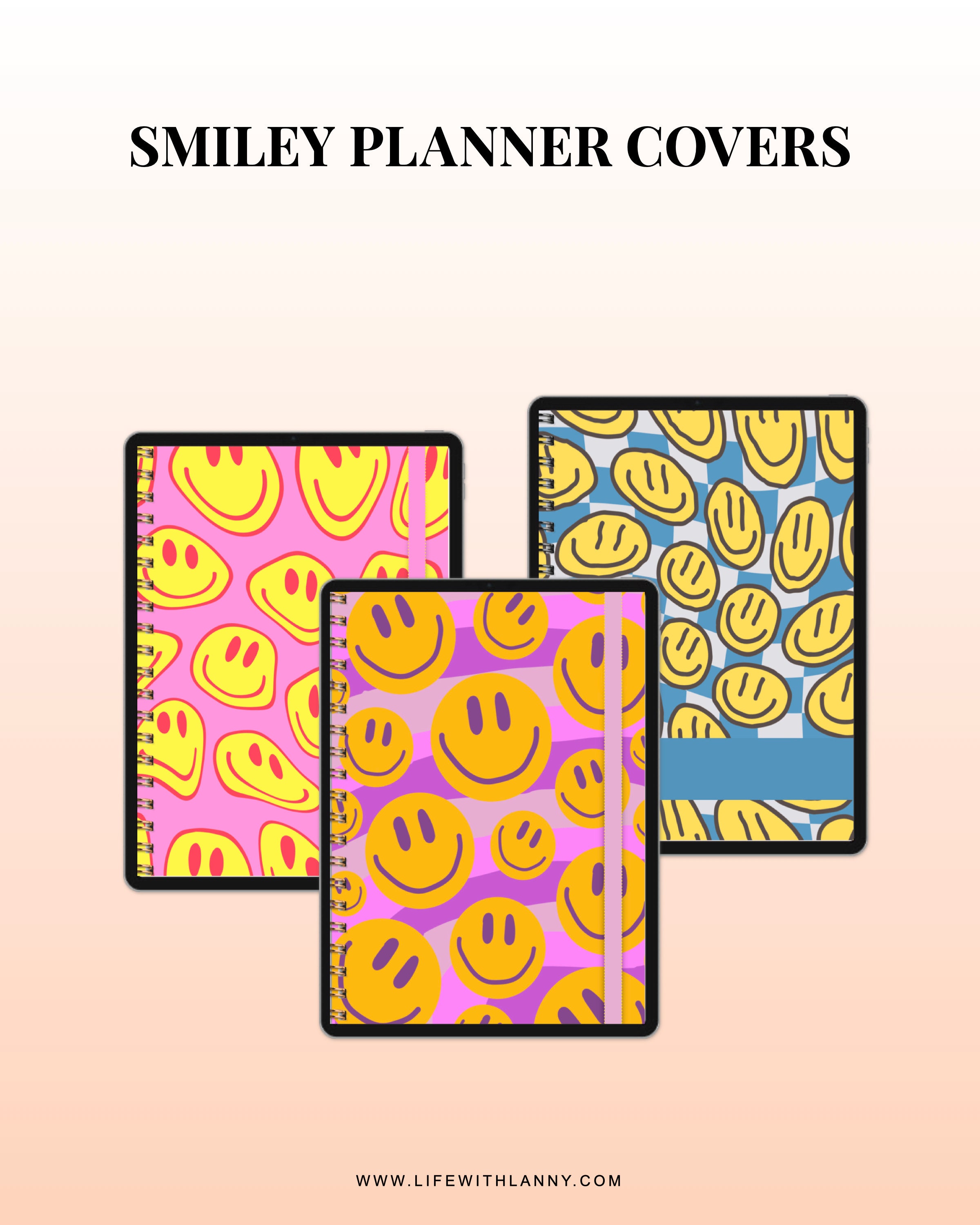 Digital Planner Covers Smiley Face Print Covers for Goodnotes ...