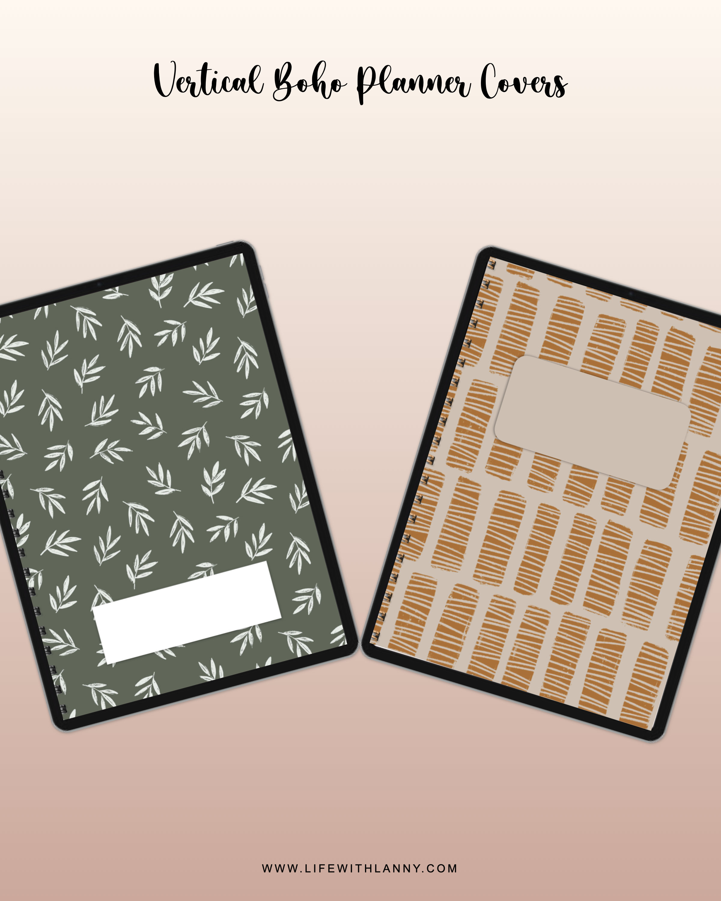 Digital Planner Minimal Boho Covers | Portrait Covers for Journals ...