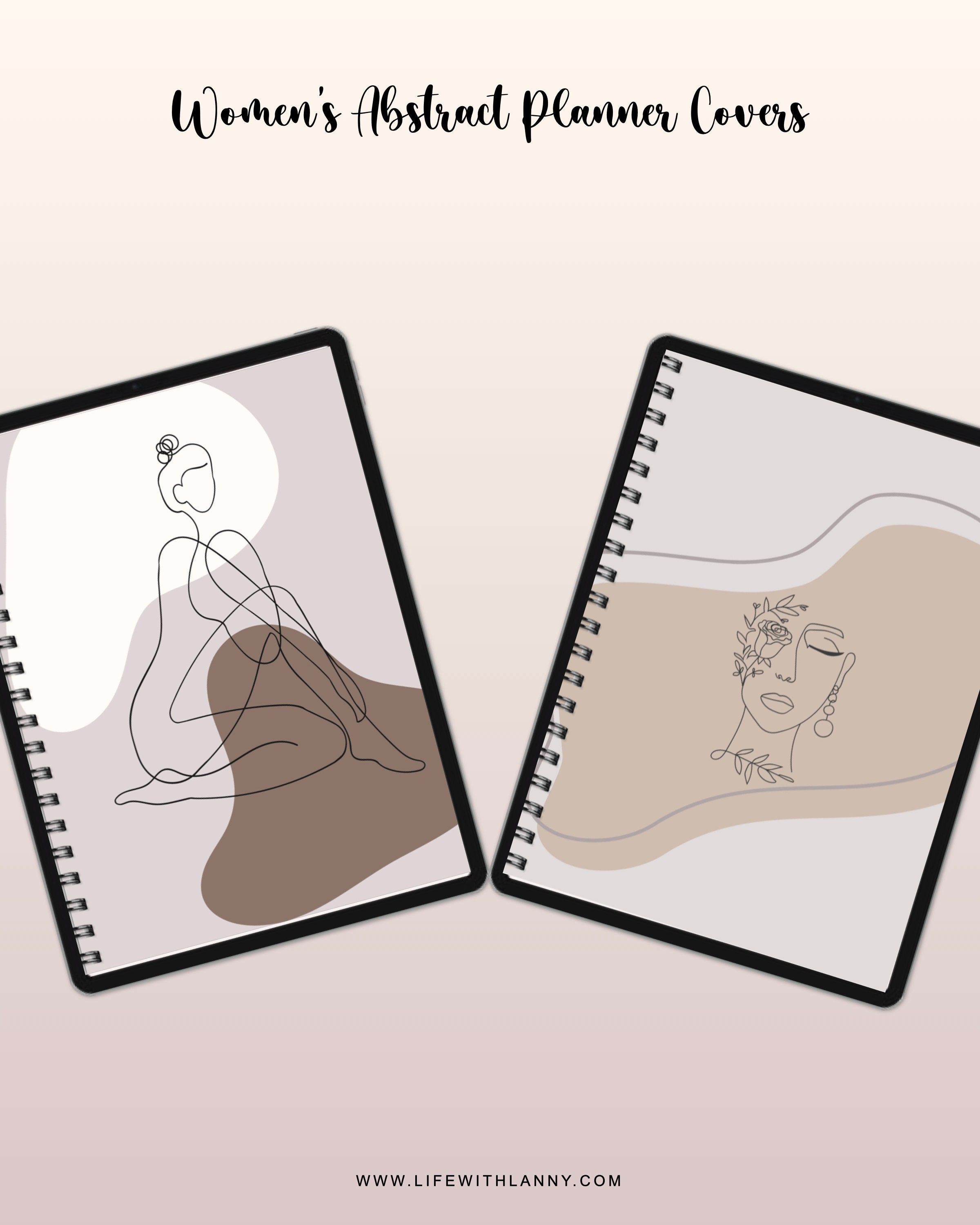 Women's Abstract Planner Covers | Instant Download | Journal Portrait ...