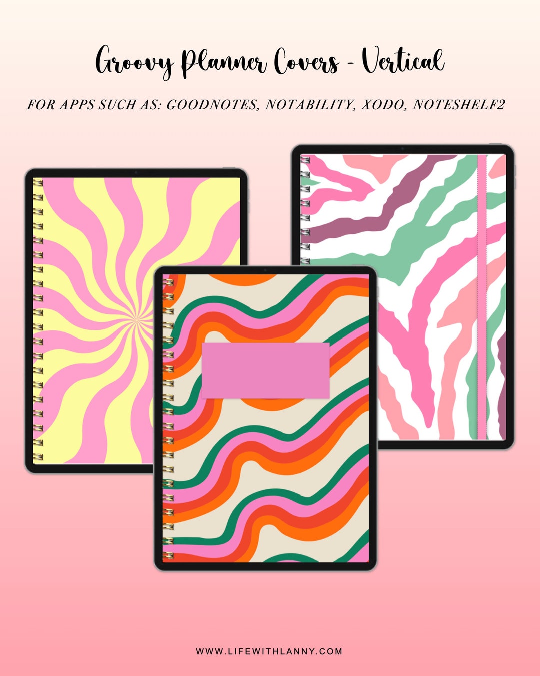 Groovy Planner Covers | Digital Portrait Covers for Goodnotes ...