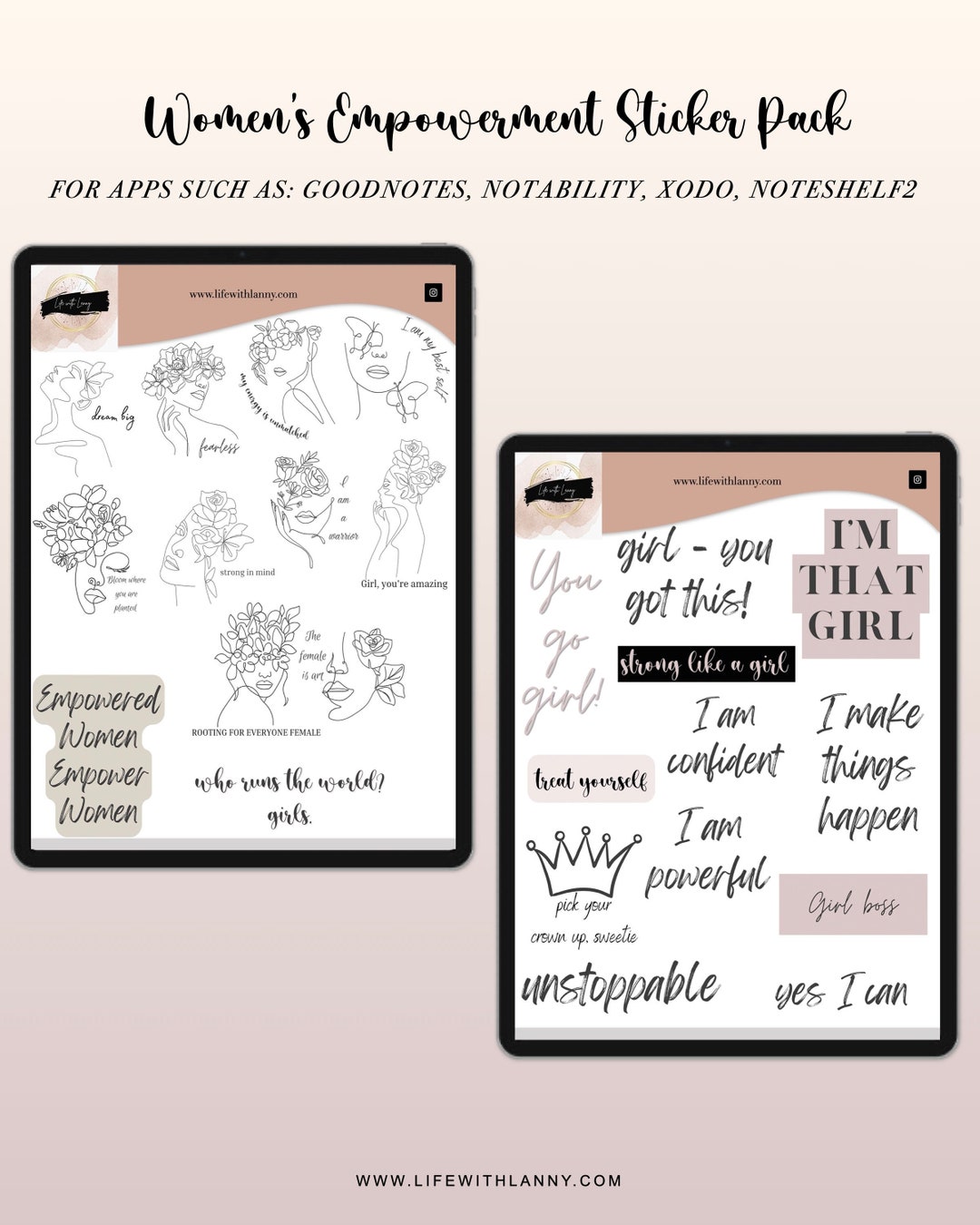 Women's Empowerment Stickers: Goodnotes PNG Stickers (25 Individual) - Etsy