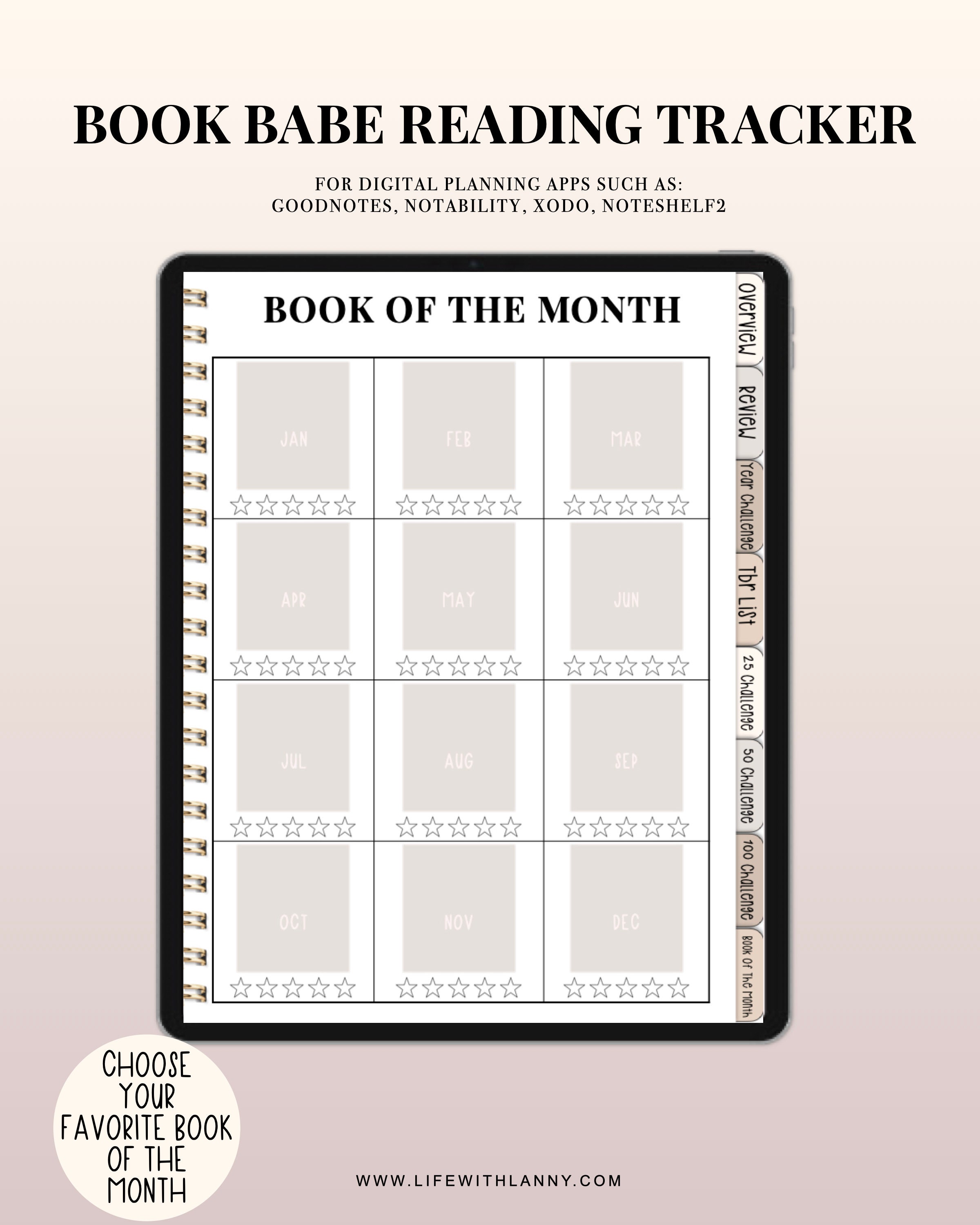 Book Babe Digital Book Tracker for Goodnotes, Noteshelf, Notability - Etsy