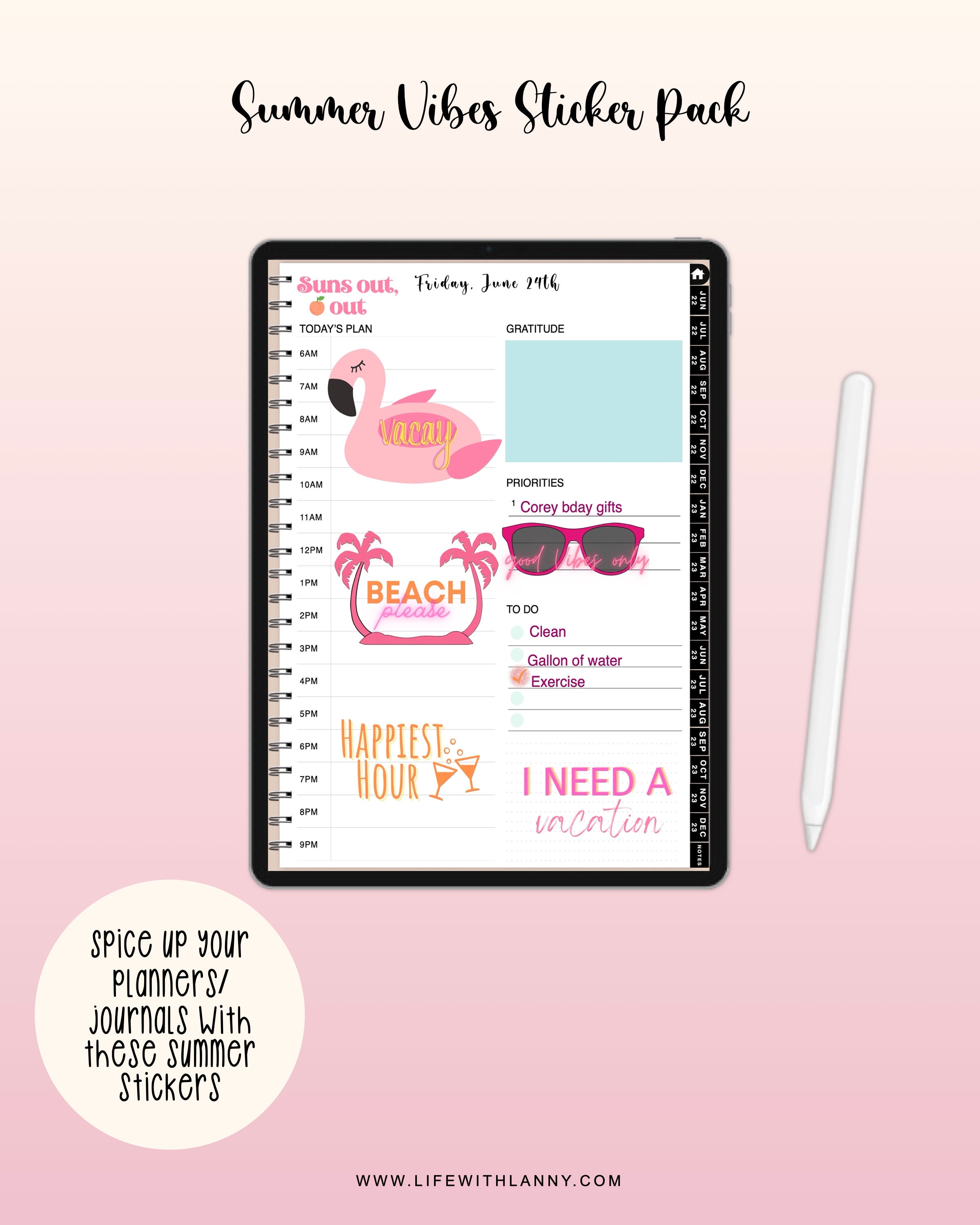 Goodnotes Stickers Summer Vibes Digital Sticker Pack Goodnotes Sheet ...