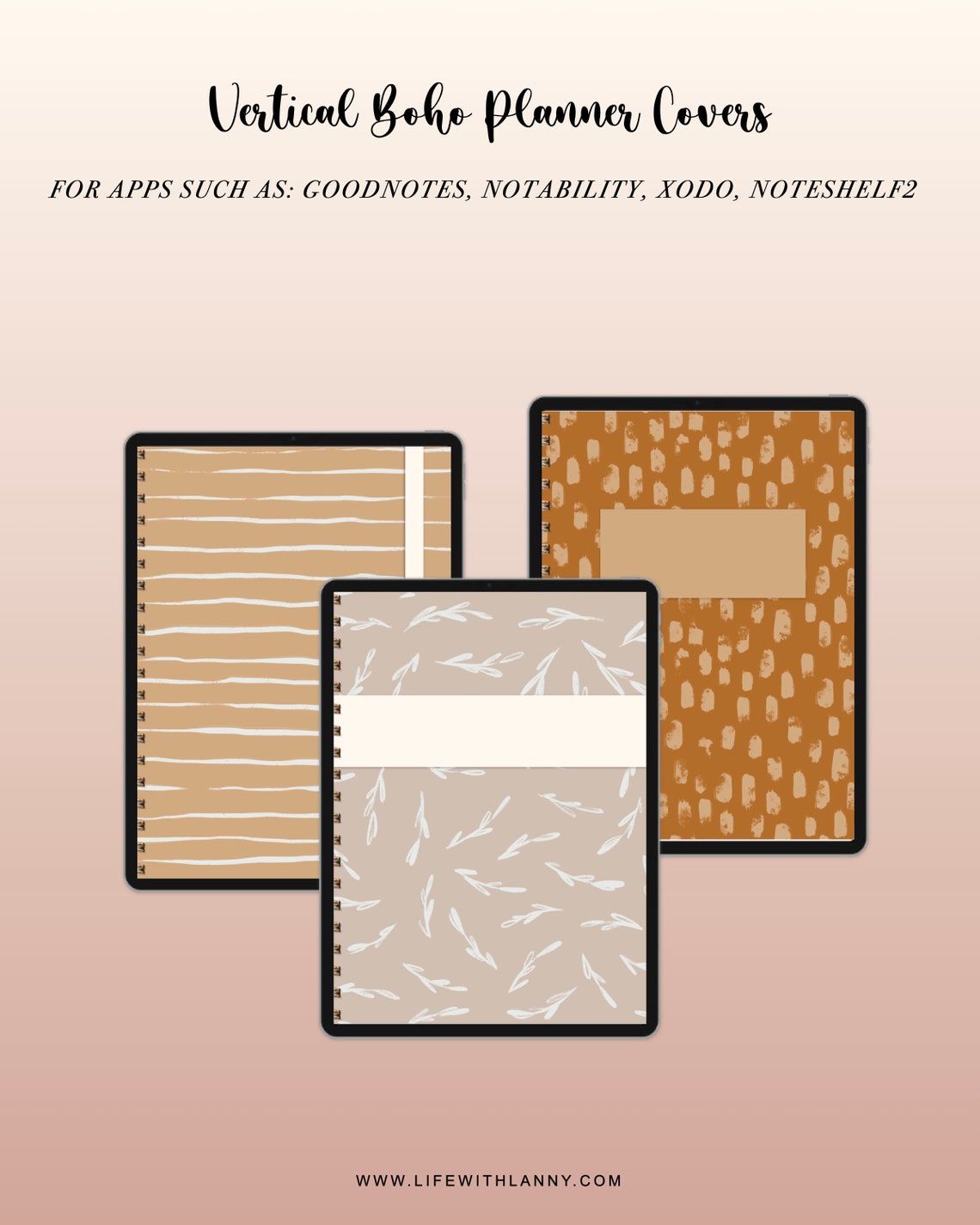 Digital Planner Minimal Boho Covers | Portrait Covers for Journals ...