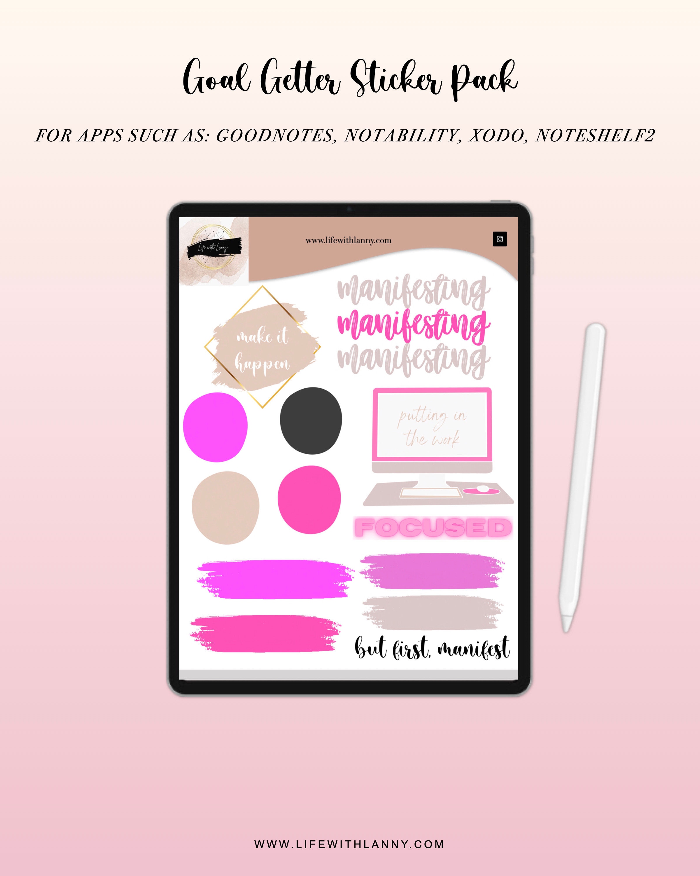 Goal Getter Digital Stickers | Individual PNG Images and Pre-cropped ...