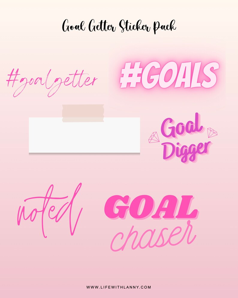 Goal Getter Digital Stickers Individual PNG Images and - Etsy
