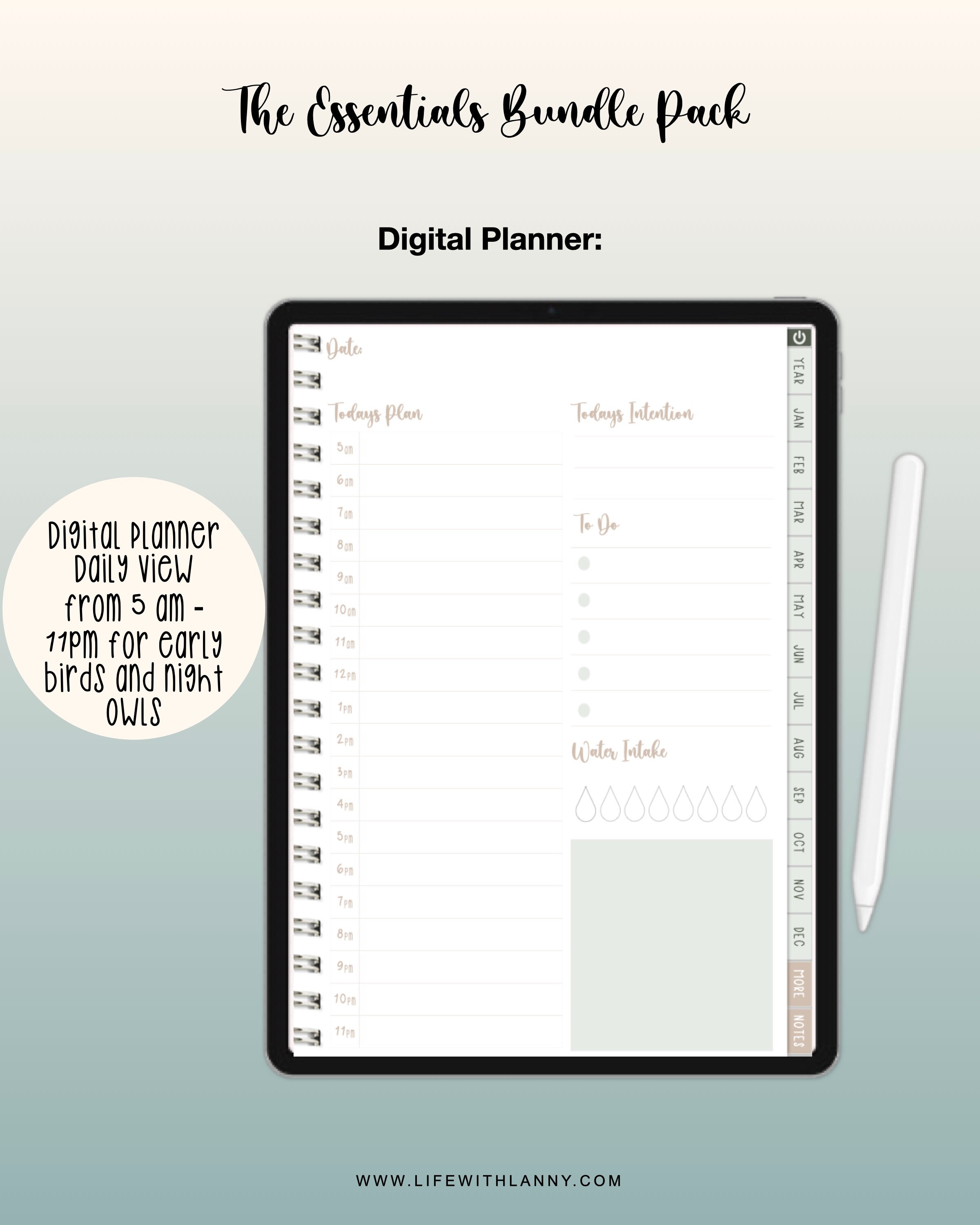 Digital Planner Bundle INSTANT DOWNLOAD Undated Hyperlinked Planner ...