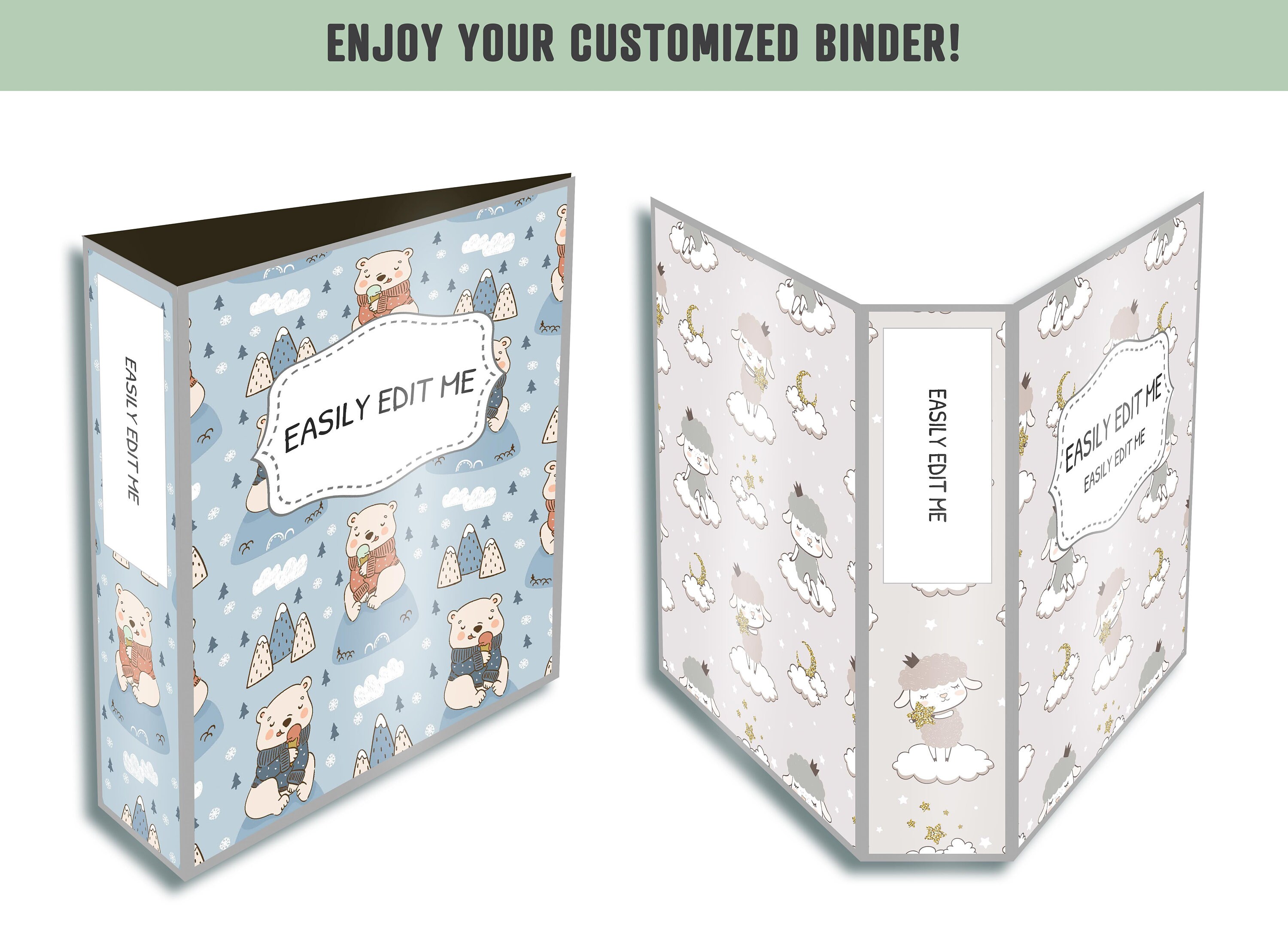 Animal Binder Cover, 10 Printable & Editable Coversspines, Binder ...