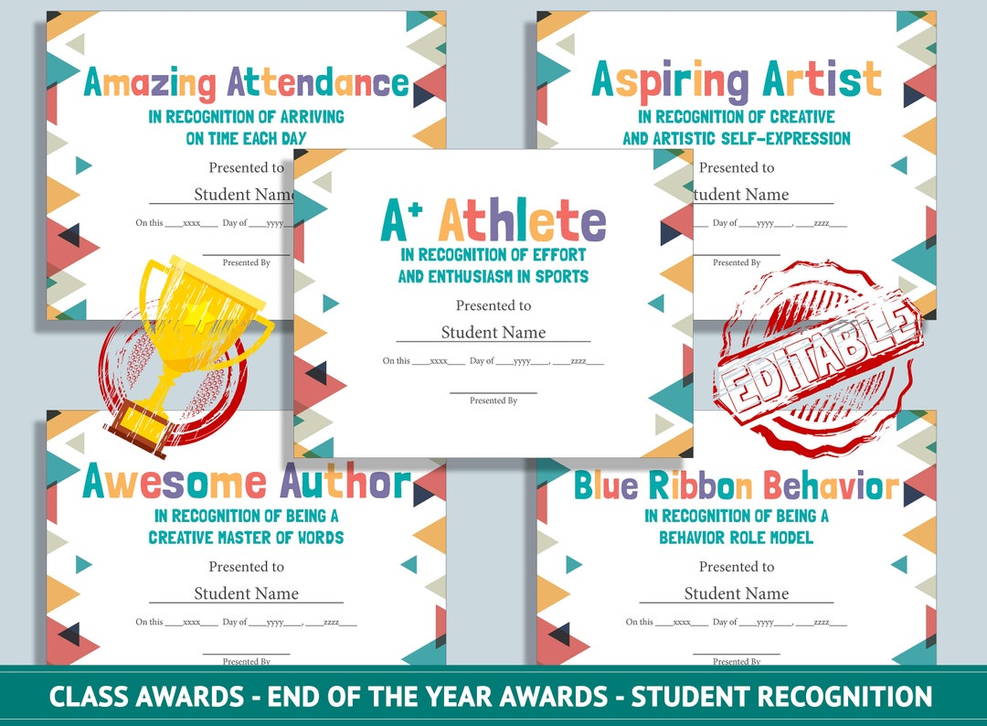 Editable End of the Year Activities, End of School Year Awards, Student ...