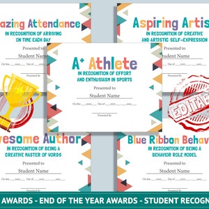 Editable End of the Year Activities, End of School Year Awards, Student ...