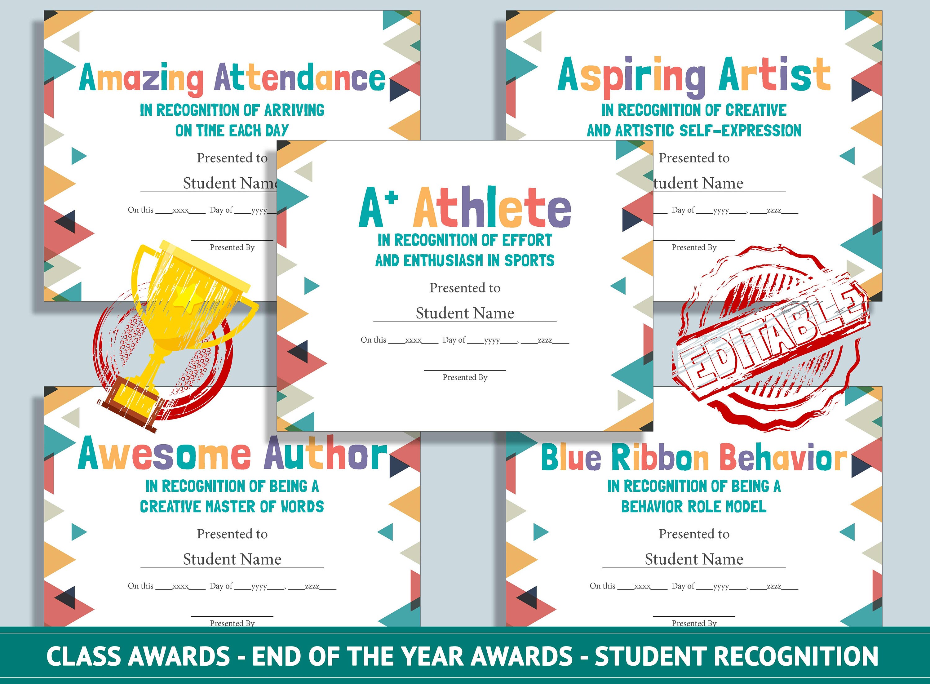 Editable End of the Year Activities, End of School Year Awards, Student ...