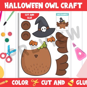Halloween Owl Craft Activity - Color, Cut, and Glue for Prek to 2nd ...