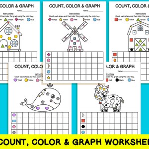 40 Count, Color & Graph Worksheets, Count and Graph Shapes Worksheets ...