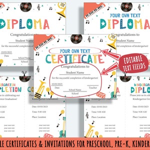 Customizable Diplomas, Certificates, and Invitations for Preschool and ...