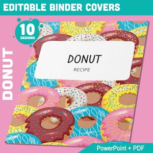 10 Editable Sweet Donut Binder Covers, Includes 1, 1.5, 2" Spines ...