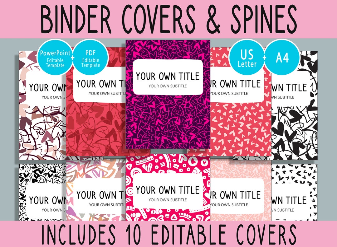 10 Editable Heart Binder Covers Includes 1 1.5 2 - Etsy