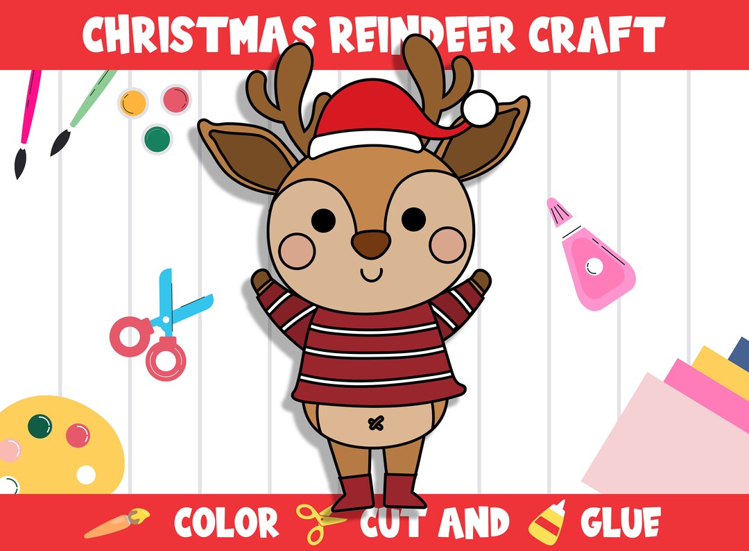 Christmas Reindeer Craft Activity - Color, Cut, and Glue for Prek to ...
